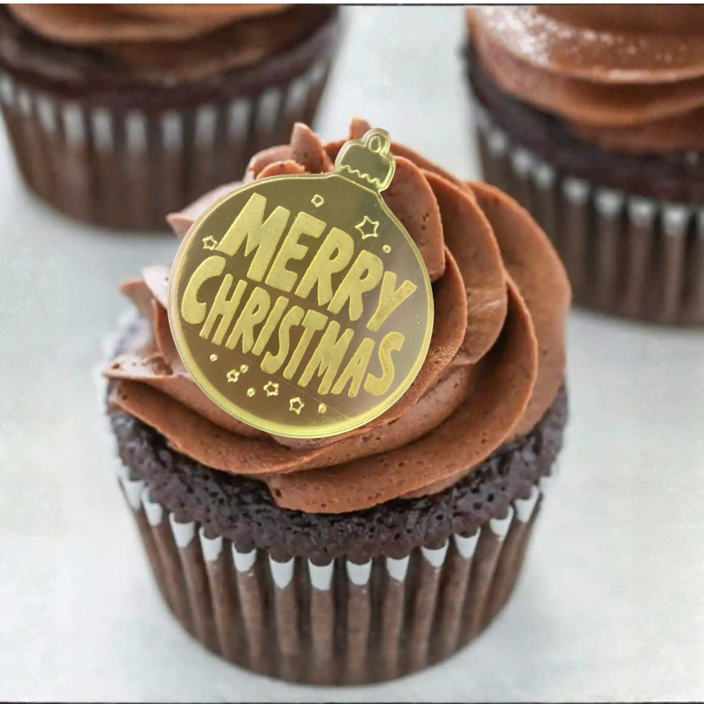 Merry Christmas Cupcake Topper Plaque - Gold – Cake Warehouse