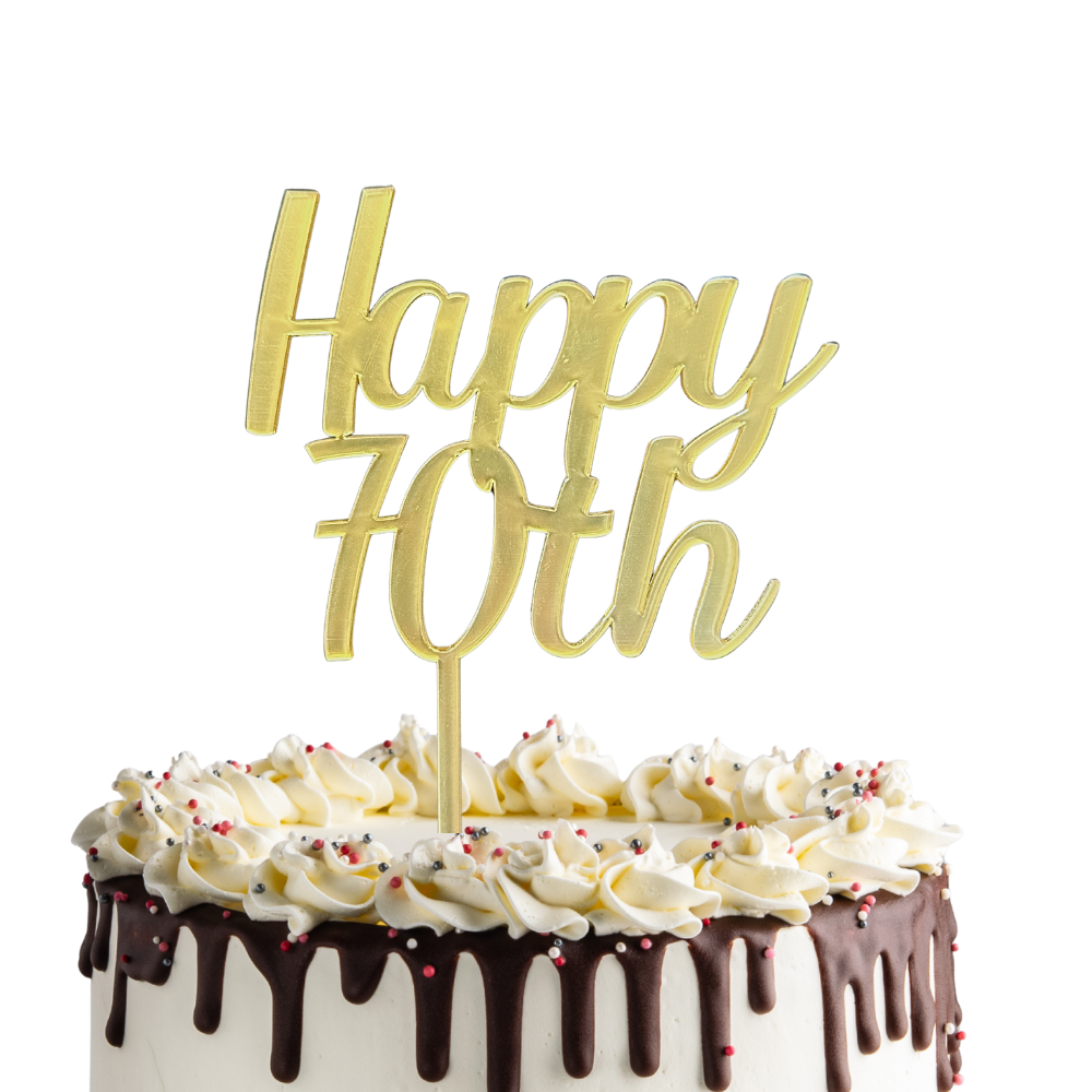 CW Happy 70th Cake Topper - Gold – Cake Warehouse