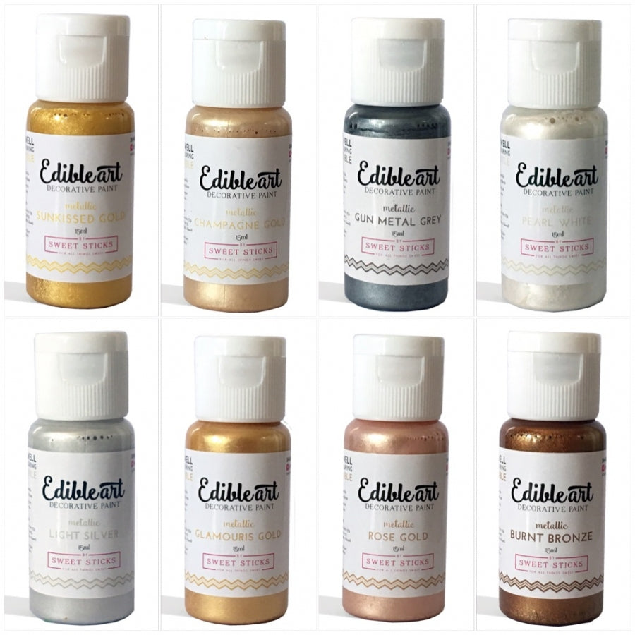 Edible Art Paint - Metallic set of 8 – Cake Warehouse